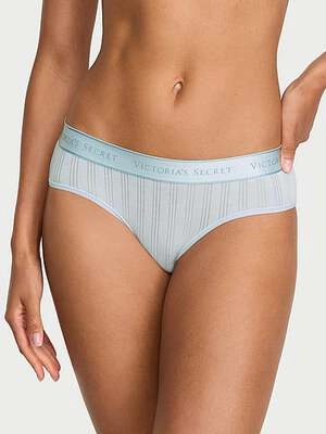 Victoria's Secret Cotton Exploded Logo Hiphugger Panty - Blue