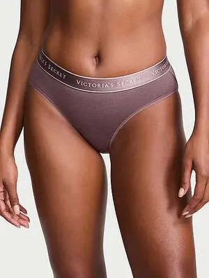 Victoria's Secret Cotton Sheer Heritage Logo Hiphugger Panty Brown