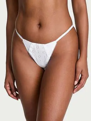 Victoria's Secret Stretch Cotton V-string Panty - White,ivory