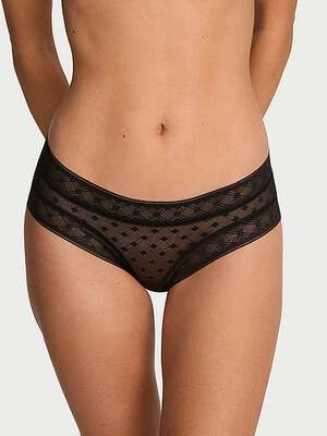 Victoria's Secret The Lacie Dot Geo Lace Cheeky Panty Black