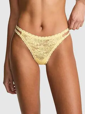 Pink Lace Strappy Thong Panty Yellow