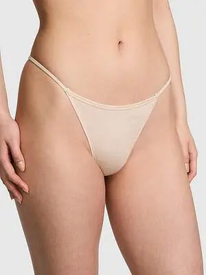 Pink Cotton V-string Panty - Beige