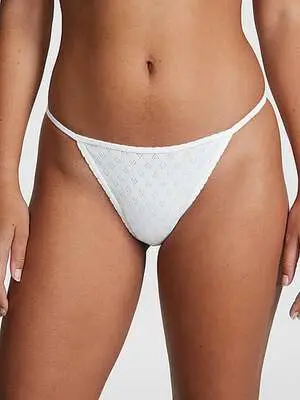 Pink Cotton V-string Panty - White,ivory