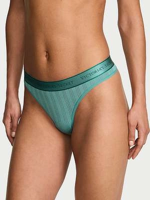 Victoria's Secret Cotton Logo Thong Panty - Blue