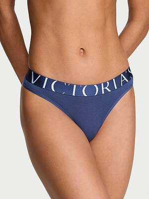 Victoria's Secret Cotton Sosoft™ Modal Ultra-fine Logo Thong Panty Blue