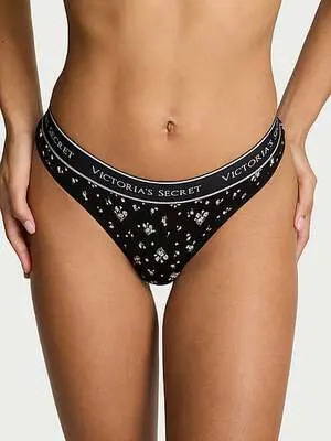 Victoria's Secret Cotton Exploded Logo Thong Panty - Floral