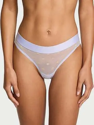 Victoria's Secret Cotton Exploded Logo Thong Panty - Gold