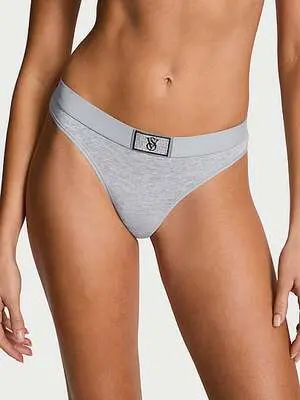 Victoria's Secret Cotton Exploded Logo Thong Panty Grey