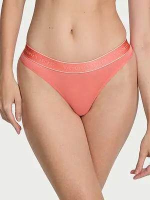 Victoria's Secret Cotton Exploded Logo Thong Panty Orange
