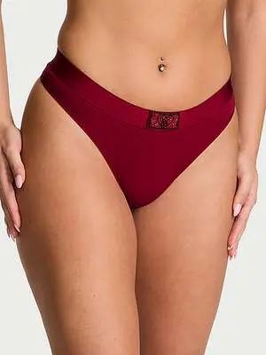 Victoria's Secret Cotton Exploded Logo Thong Panty Red