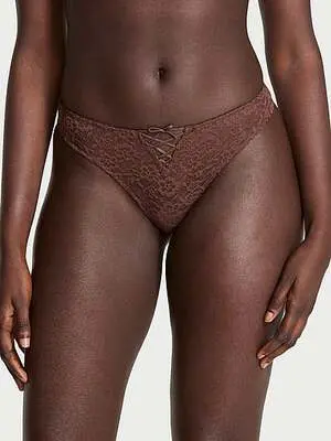 Victoria's Secret The Lacie Lace Thong Panty - Brown