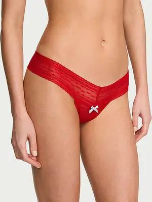Victoria's Secret The Lacie Lace Lace-up Thong Panty - Red