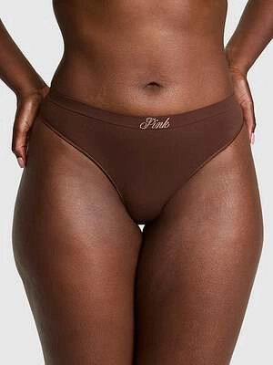 Pink Seamless Thong Panty - Brown