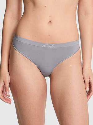 Pink Seamless Thong Panty - Grey