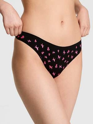 Pink Seamless Thong Panty - Print