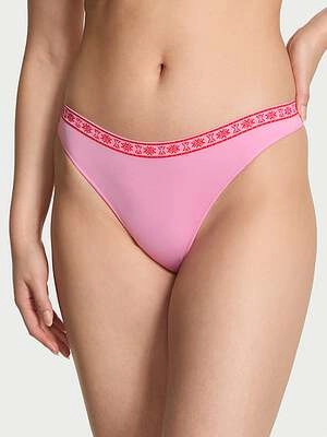 Pink Seamless Thong Panty - Print