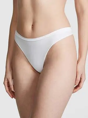Pink Seamless High-leg Thong Panty - White,ivory