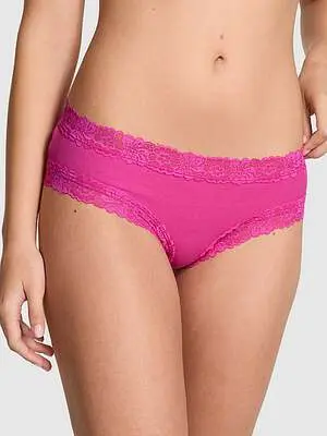 Pink Lace Trimmed Briefs For Women