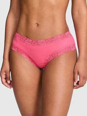 Pink Wink™ Lace-trim Cotton Cheeky Panty - Pink