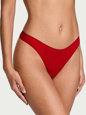 Victoria's Secret Stretch Cotton High-leg Scoop Thong Panty - Red