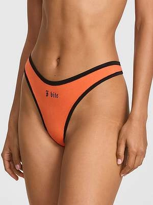 Pink Cotton High-leg Thong Panty Orange