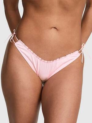Pink Cotton High-leg Thong Panty - Pink