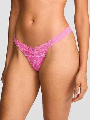 Pink Cotton High-leg Thong Panty - Print