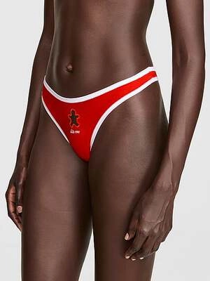 Pink Cotton High-leg Thong Panty - Red
