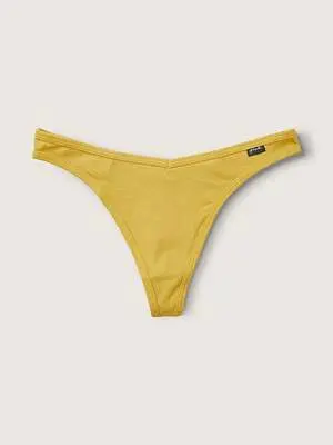 Pink Cotton High-leg Thong Panty Yellow