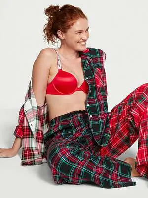 Victoria's Secret Cotton Flannel Long Pajama Set Multicolored