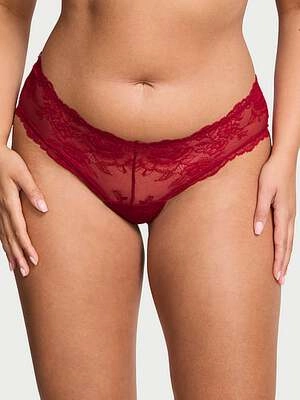 Victoria's Secret Very Sexy Rose Lace-trim Cut-out Cheeky Panty Red