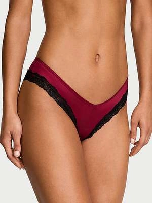 Victoria's Secret Very Sexy Rose Lace Overlay Cheeky Panty - Red