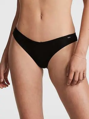 Pink Cotton Bikini Panty - Black