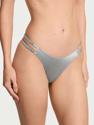 Victoria's Secret Very Sexy Shine Strap Lace Thong Panty Grey