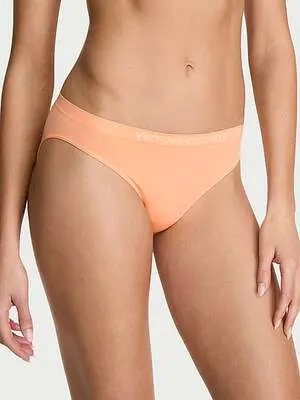 Victoria's Secret Seamless Rib Lace-trim Bikini Panty - Orange