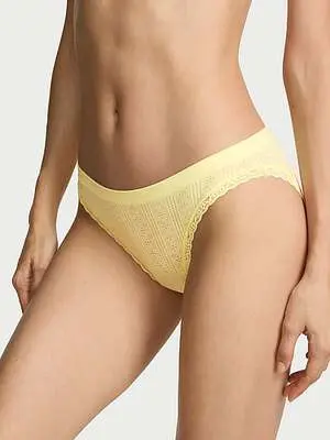Victoria's Secret Seamless Rib Lace-trim Bikini Panty - Yellow