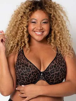 Victoria's Secret Curvy Couture Sheer Mesh Plunge T-shirt Bra - Print