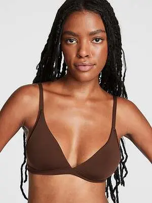Pink Comfort Unlined Triangle Bralette Brown