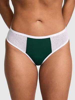 Pink Cotton Lace-trim Cheeky Panty - Green