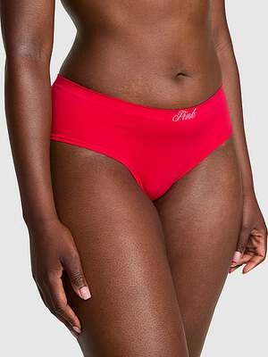 Pink Seamless Hiphugger Panty - Red