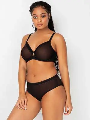 Victoria's Secret Curvy Couture Sheer Mesh High-leg Brief Panty - Black