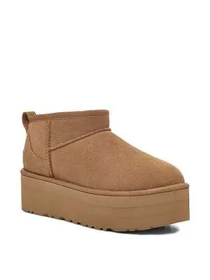 Pink Ugg® Classic Ultra Mini Platform Boots - Brown
