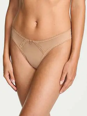 Victoria's Secret Dream Angels Sheer Lace-trim Brazilian Panty Beige