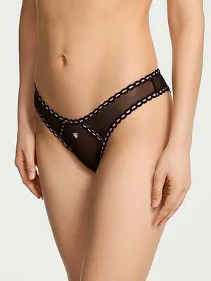 Victoria's Secret Dream Angels Sheer Lace-trim Brazilian Panty Black