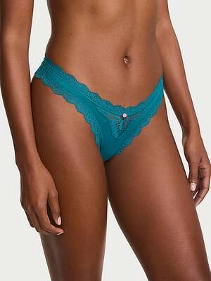 Victoria's Secret Dream Angels Mesh Lace-trim Brazilian Panty - Blue