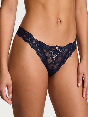 Victoria's Secret Dream Angels Mesh Lace-trim Brazilian Panty - Blue