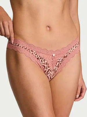 Victoria's Secret Dream Angels Sheer Lace-trim Brazilian Panty Print