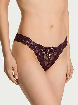 Victoria's Secret Dream Angels Sheer Lace-trim Brazilian Panty Purple