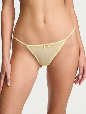 Victoria's Secret Dream Angels Mesh Lace-trim Brazilian Panty - Yellow