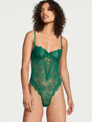 Victoria's Secret Dream Angels Wicked Unlined Lace Teddy Green